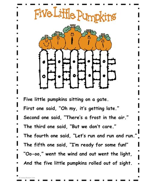 Five Little Pumpkins Sitting On A Gate Printable Free Printable