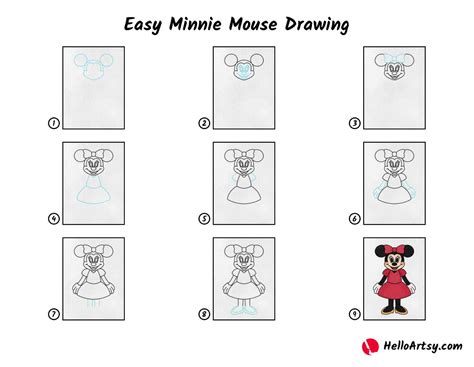 Easy Minnie Mouse Drawing Helloartsy