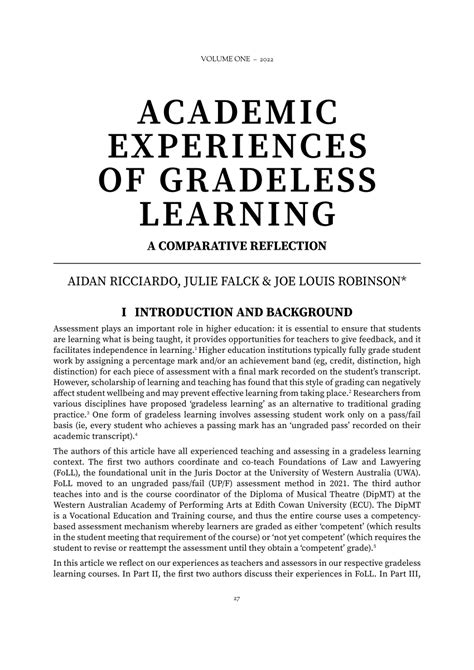 Pdf Academic Experiences Of Gradeless Learning A Comparative Reflection