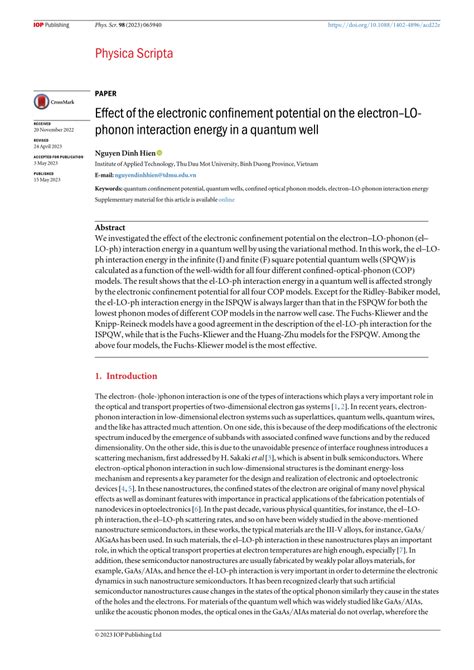 Effect Of The Electronic Confinement Potential On The Electron Lo