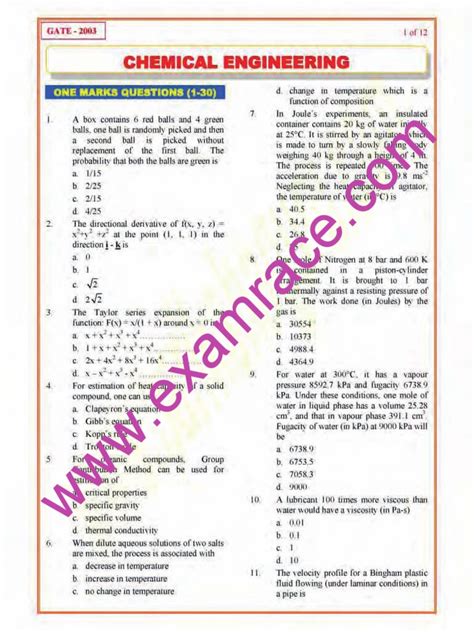 Gate Chemical Engineering 2003 Pdf Materials Applied And