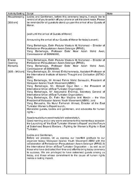 Emcee Script English 2 Activitysetting Script Note Housekeeping 9