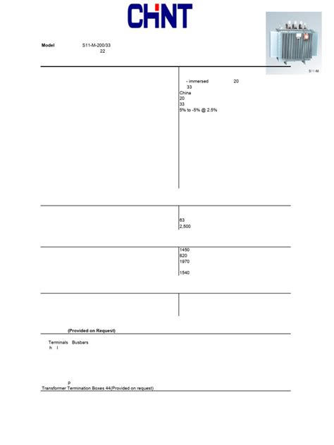 Transformer Specification Sheet Pdf
