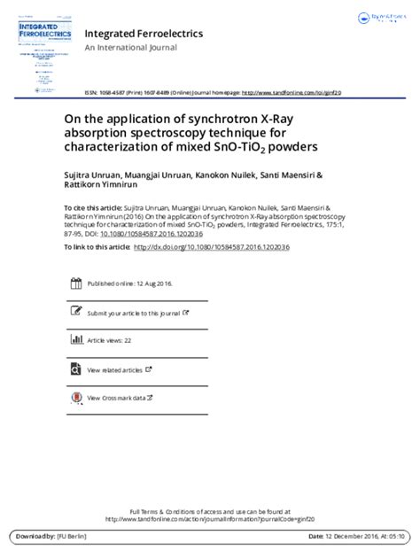 Pdf On The Application Of Synchrotron X Ray Absorption Spectroscopy