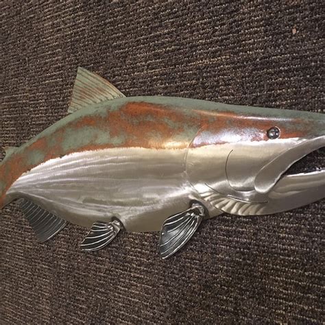 Metal Salmon Sculpture Etsy