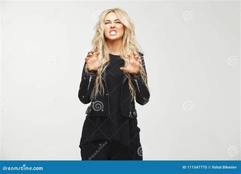 Bitchy Woman Grin And Growls Depicting Fingers Of Claws Royalty Free