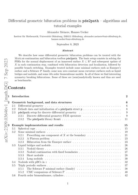 Pdf Differential Geometric Bifurcation Problems In Pde2path
