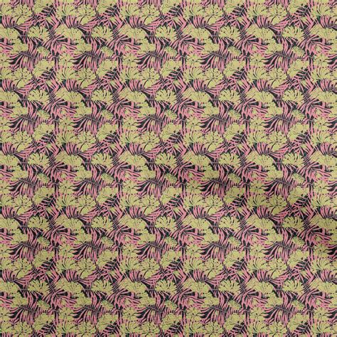 Oneoone Georgette Viscose Light Brown Fabric Tropical Leaf Sewing