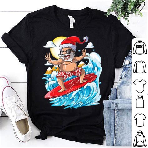 Santa Hawaiian Surfing Christmas Summer Surf Hawaii Shirt Hoodie