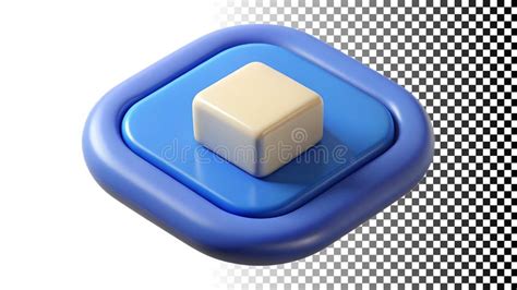 Blue Button Square Icon App Element Ui Interface Click Simple Png
