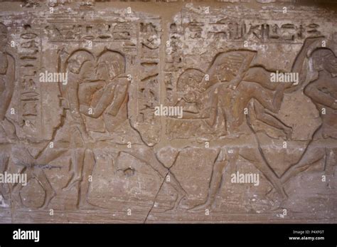 Temple Of Ramses Iii Relief Depicting Wrestling New Kingdom 1550