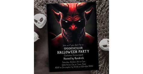 Spooky Red Devil Satan Halloween Costume Party Invitation Zazzle