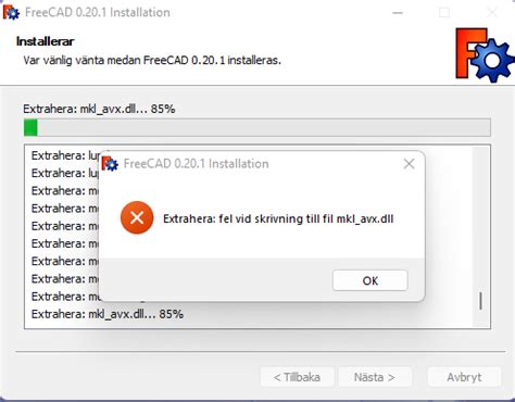 Bug Windows Installer Crash Failed Extracting Mkl Avx Dll Issue 7508 FreeCAD FreeCAD