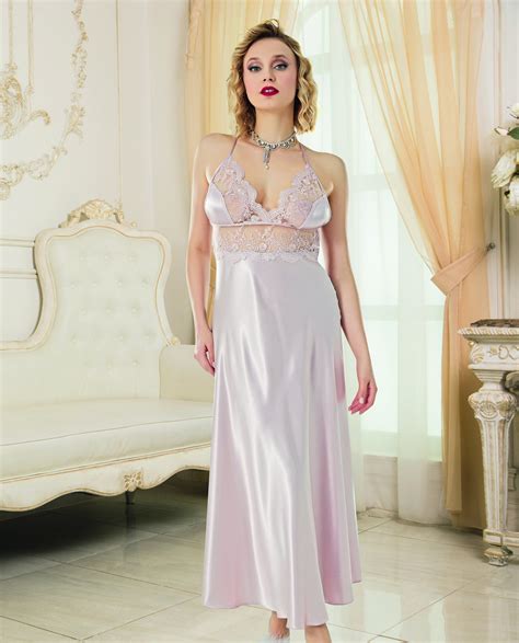 Satin Nightgown And Robe Set Long Satin Nightgown With Lace Elegant