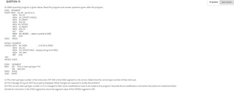 solved an 8086 assembly program is given below read this