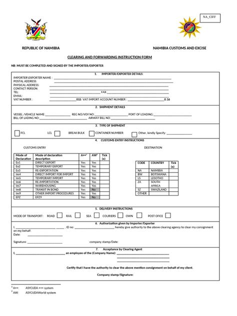 Clearing And Forwarding Instruction V2 Pdf Customs Supply Chain Management