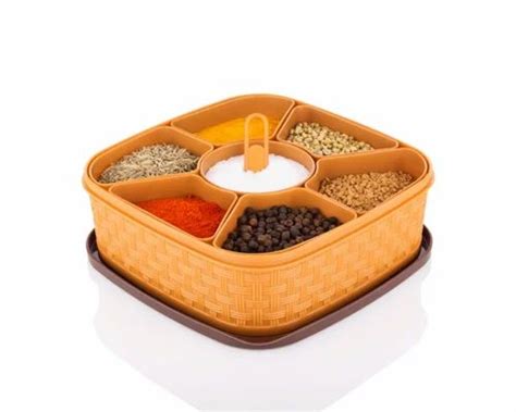 Plastic 7 Sections Multipurpose Masala Rangoli Dabba Box Set Spice Box Set Masala Box At