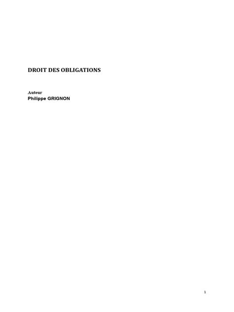 Cours Cned L1sg Droit Des Obligations Pdf