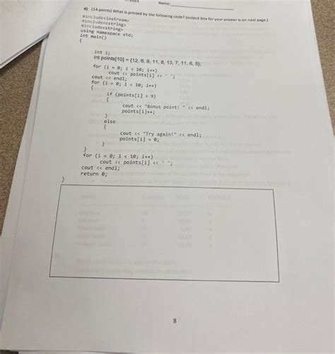 Solved 4 14 Points What Is Printed By The Following Code