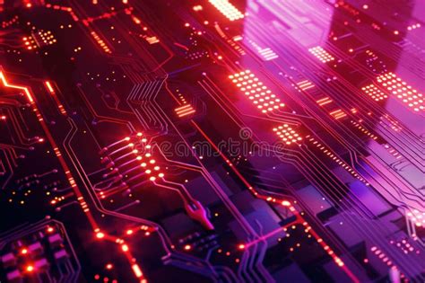 Futuristic Circuit Board With Glowing Lights Stock Illustration Illustration Of Electronics