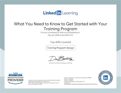 mahmoud abdeldayem on linkedin certificate of completion