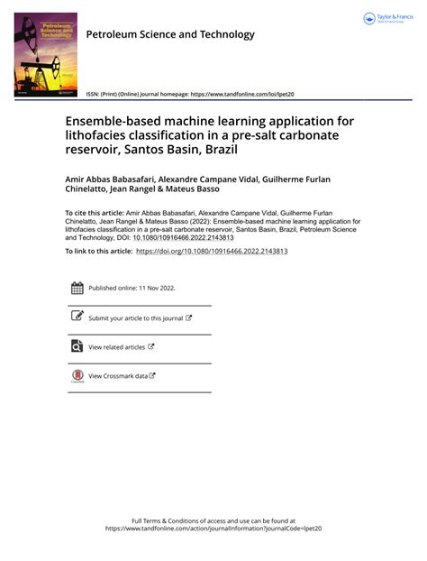 Pdf Ensemble Based Machine Learning Application For Lithofacies