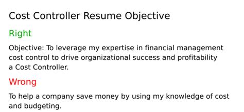 Top 18 Cost Controller Resume Objective Examples Resumecat