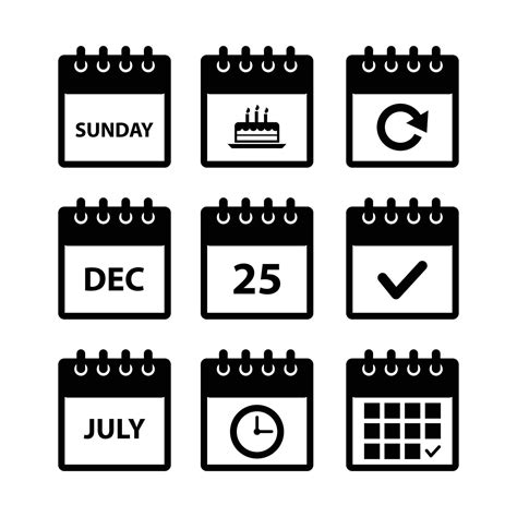 Calendar Icons Set Vector Image For Web Design 11202689 Vector Art At