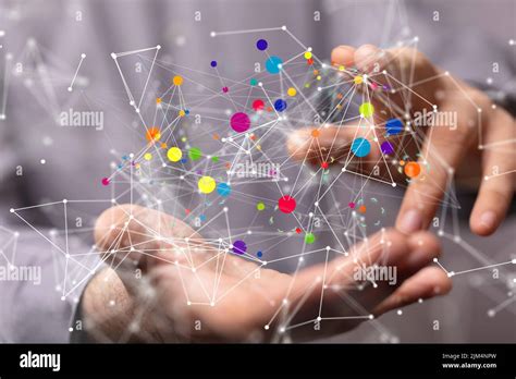 a 3d rendered data connected to each other held in a person s hand