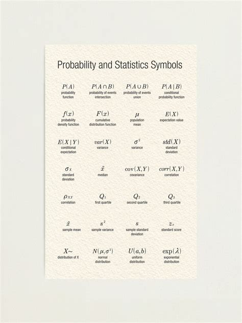 Probability And Statistics Symbols Photographic Print For Sale By