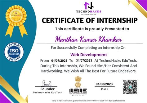 Manthan Khamkar On Linkedin Webdevelopment Intership