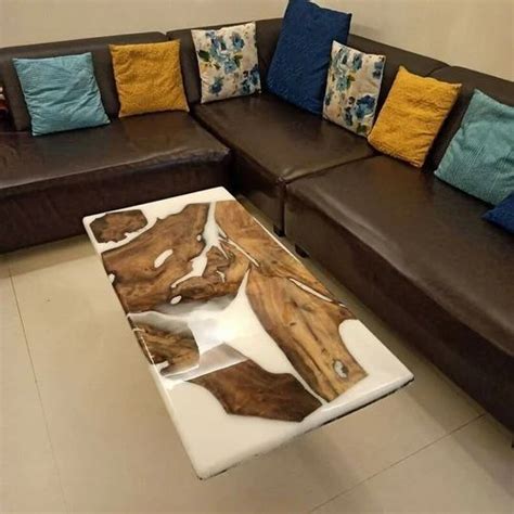 Wood Rectangular White Epoxy Table Epoxy Table Epoxy River Table At
