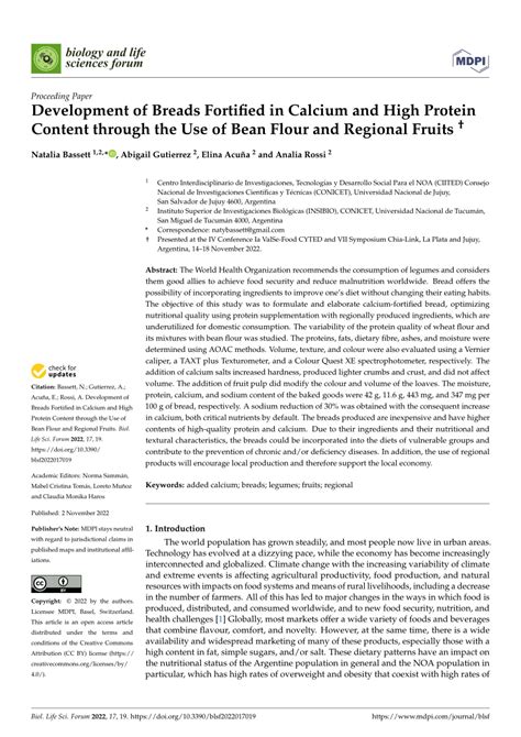Pdf Development Of Breads Fortified In Calcium And High Protein