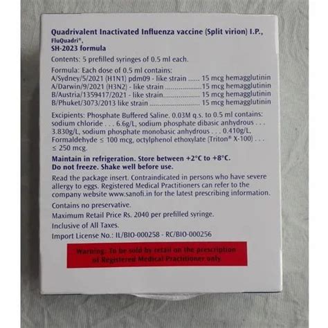Fluquadri Quadrivalent Inactivated Influenza Vaccine At ₹ 2040box