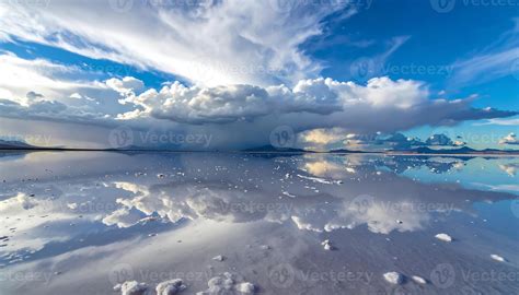 Salar De Uyuni Reflection Stunning Sky Clouds Reflected In Salt Flat