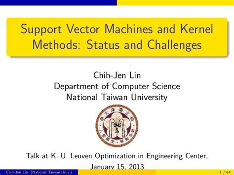 Pdf Support Vector Machines And Kernel Methods Status And Cjlin
