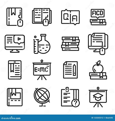 Education Icon Set Outline Style Stock Illustration Illustration Of Pictogram College 123203312