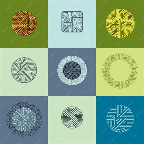 Premium Vector Set Of Vector Technology Cpu Designs With Square And