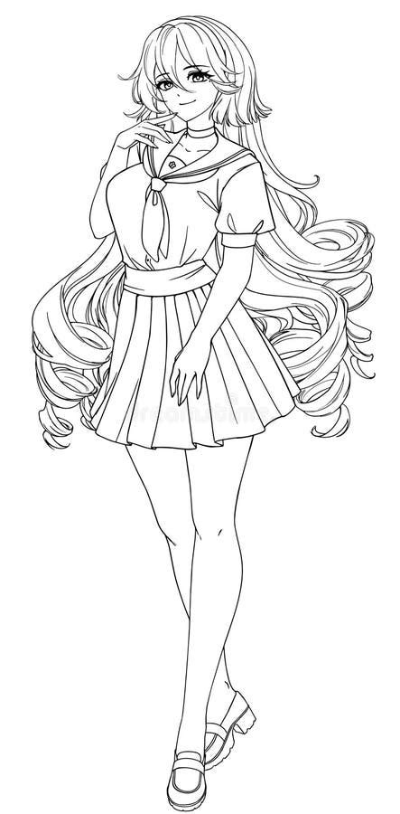 Full Body Anime Girl Coloring Pages