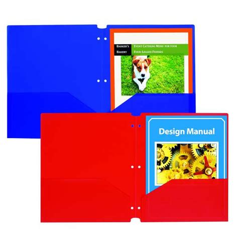 Two Pocket Heavyweight Poly Portfolio Folder With Three Hole Punch Red