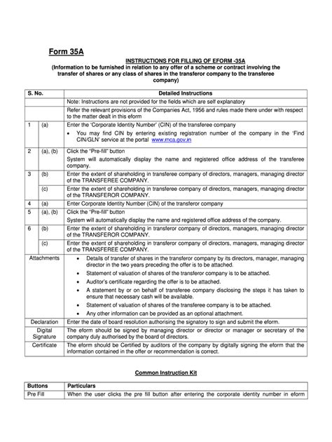 Fillable Online Llp Gov Form 35a Instructions For Filling Of Eform 35a