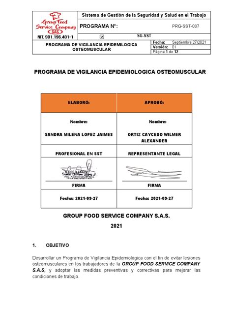 Prg Sst 007 Programa De Vigilancia Epidemiologica Osteomuscular Pdf