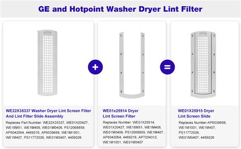 Jiotar We22x35337 Washer Dryer Lint Screen Cover Grid Guide