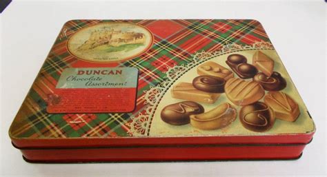 Vintage Duncans Of Scotland Chocolate Tin Edinburgh Castle Plaid Duncan