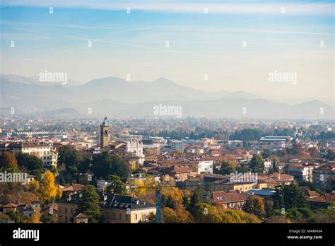 A rooftop view of Bergamo city in Italy in autumn Stock Photo - Alamy
