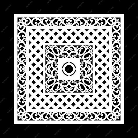 Premium Vector Decorative Square Floral Pattern For Cnc Cutting
