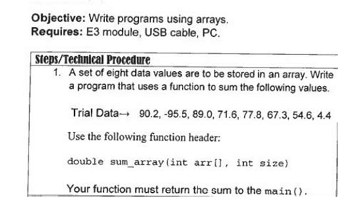 Solved Objective Write Programs Using Arrays Requires E3