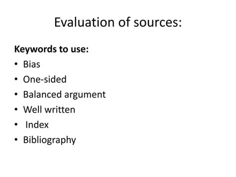 Evaluation Of Sources Ppt