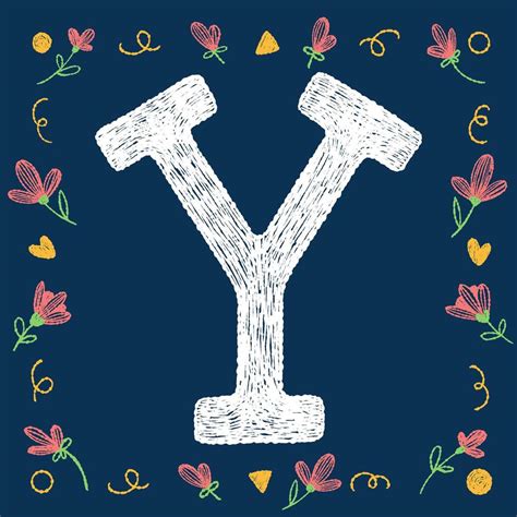 Playful Hand Drawn Alphabet Capital Letter Y With Decorative Elements