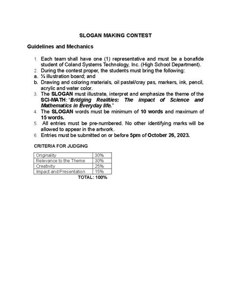 Sci Math Slogan Poster And Digital Poster Contest Guidelines Studocu